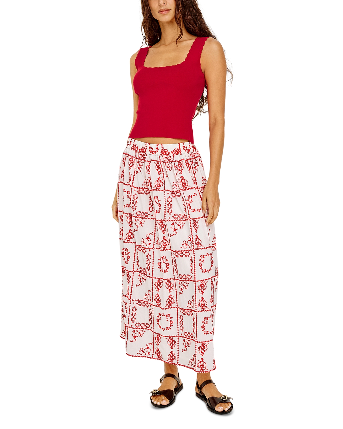 RAILS Rails Embroidered Pull-On Maxi Skirt